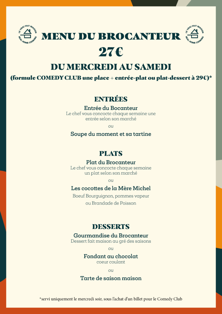Le menu LES BROC'S - Les Broc's